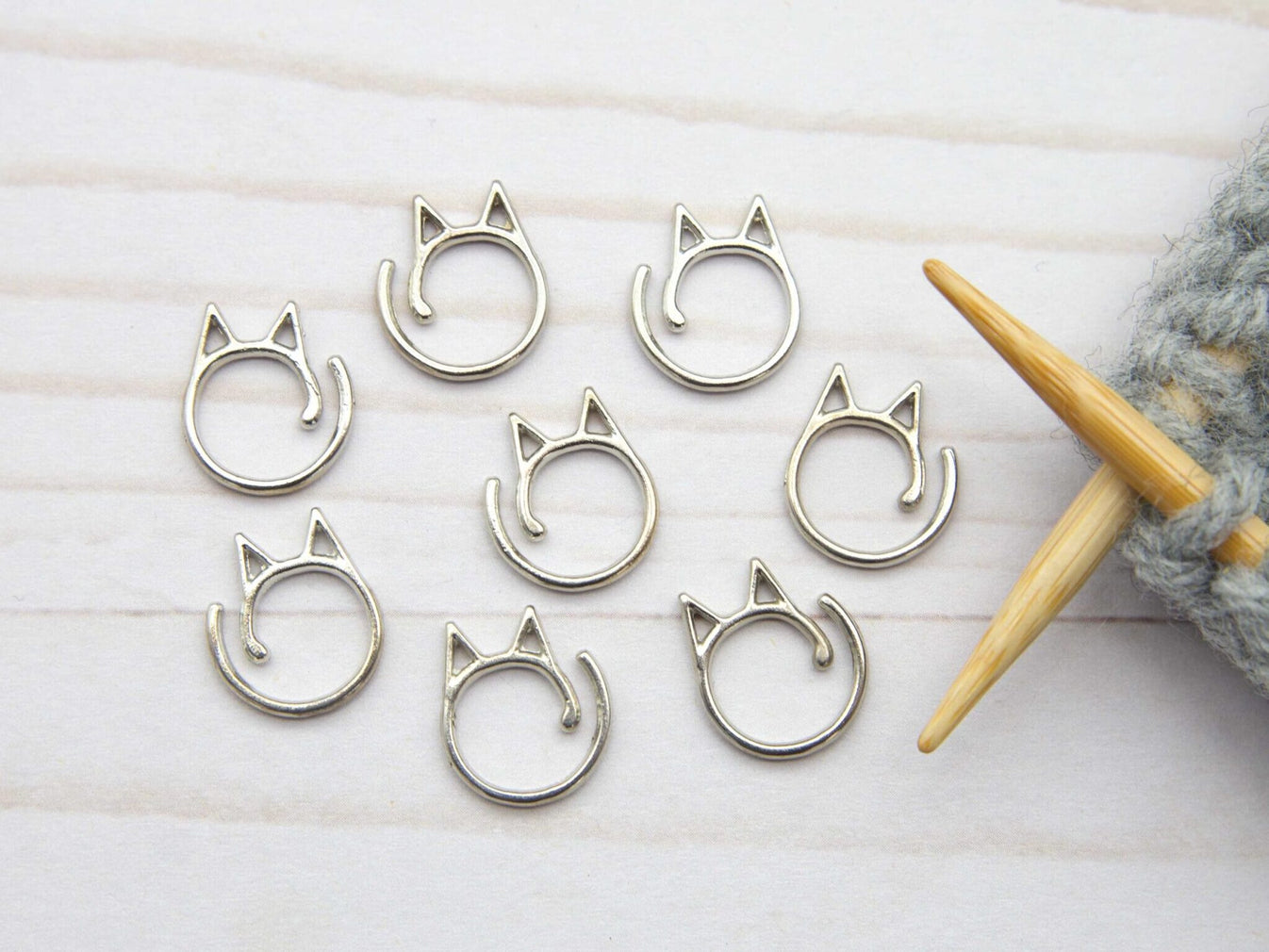 Metal Cat Ears Split Ring from Fox & Pine Stitches – Granite State Yarns